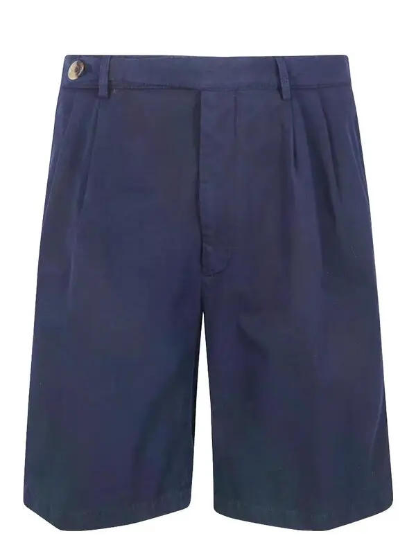 Brunello Cucinelli Pleated Cotton Shorts - Blue