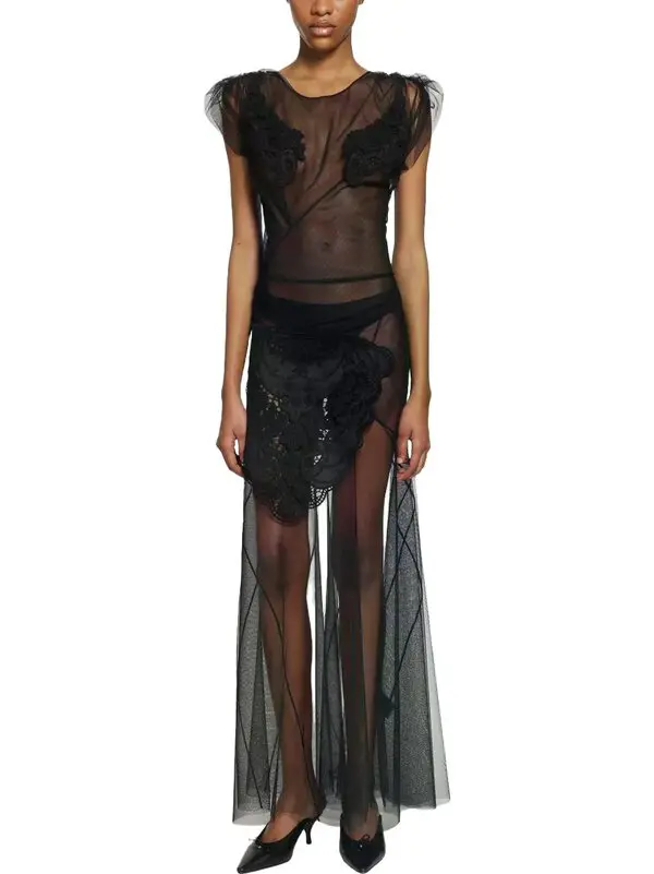 VIVIENNE WESTWOOD Justina Lace-appliqué Tulle Dress - Black