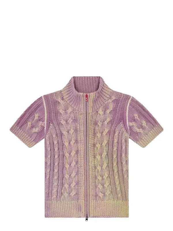 DIESEL® Cable-knit Short-sleeve Cardigan - Purple