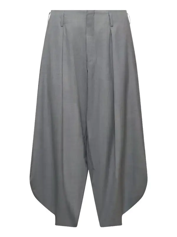 Comme Des Garçons Pleated Curved-hem Trousers - Grey