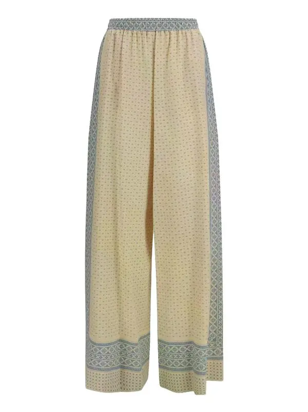 Ermanno Scervino Geometric-print Silk Trousers - Neutrals
