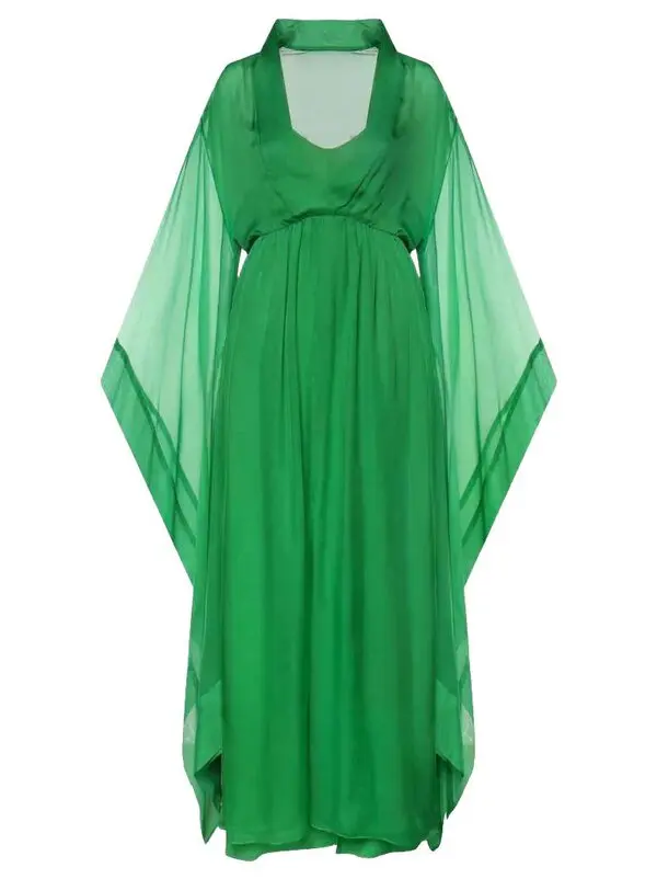 Alberta Ferretti Sheer-paneled Silk Maxi Dress - Green