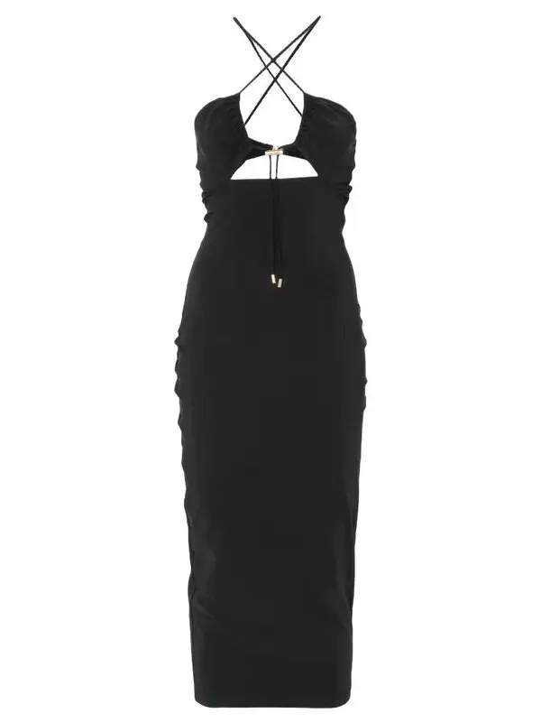 Moschino Cut-out Ruched Midi Dress - Black
