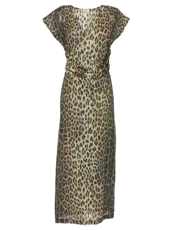 Moschino Leopard-print Belted Maxi Dress - Neutrals