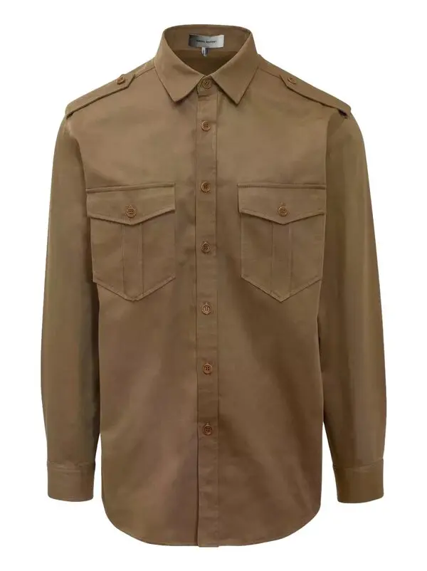 MARANT Logo-embroidered Shirt - Brown