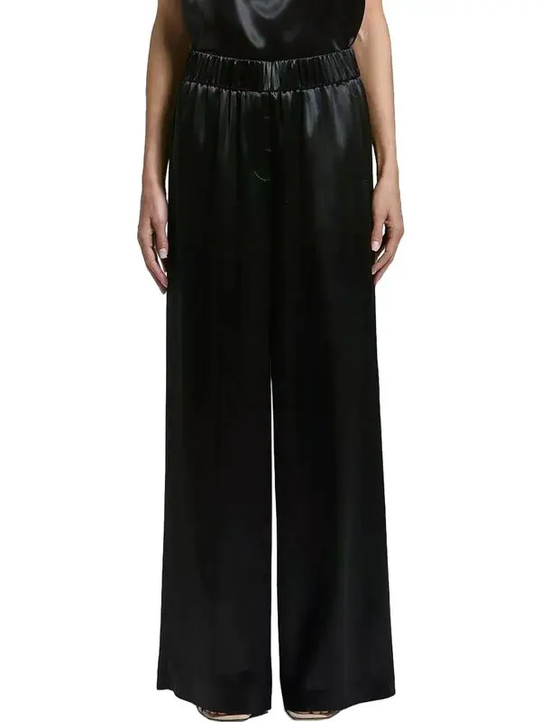 Peserico Satin Wide Leg Trousers - Black