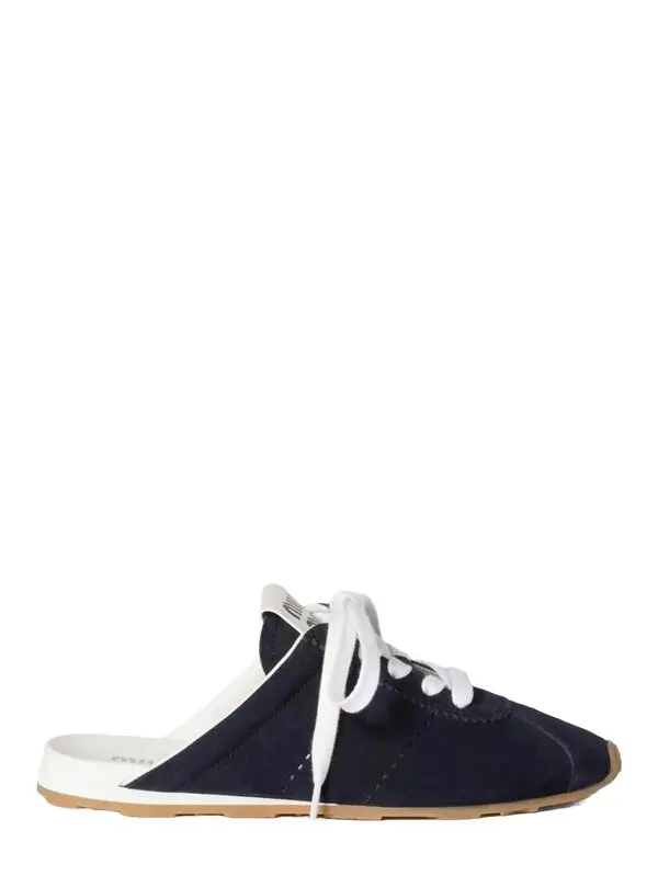 Miu Miu Suede Plume Mules - Blue