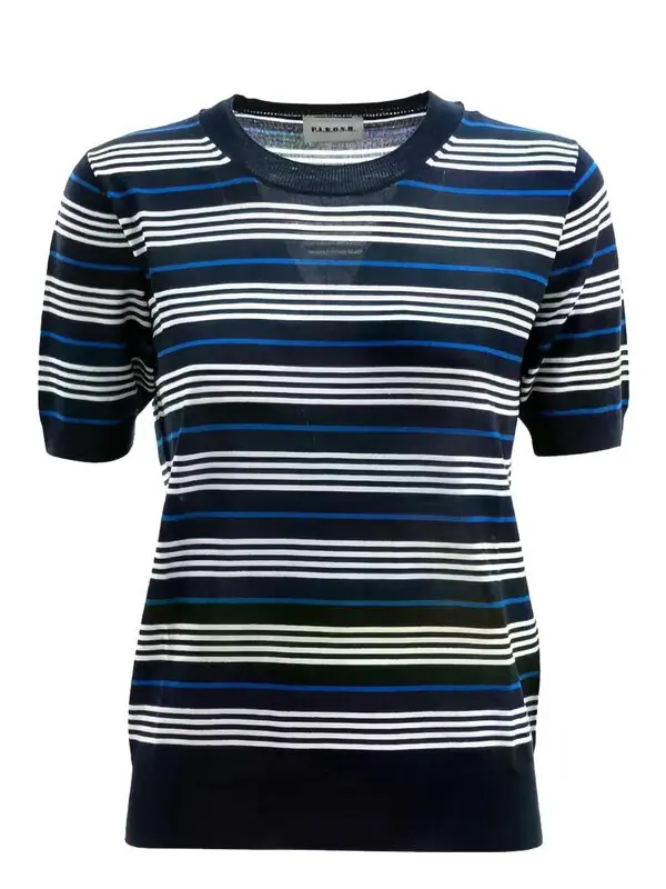 P.a.r.o.s.h Striped Short-sleeve Wool T-shirt - Blue
