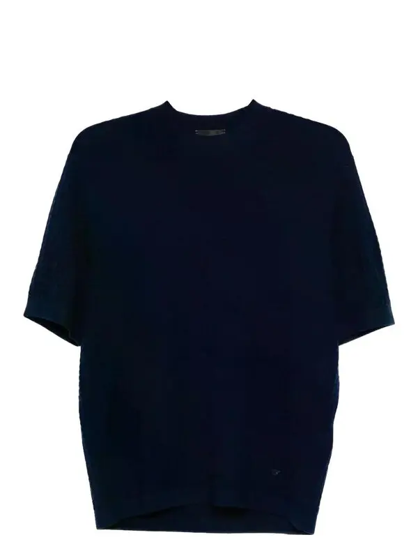 Emporio Armani Wool Textured T-shirt - Blue