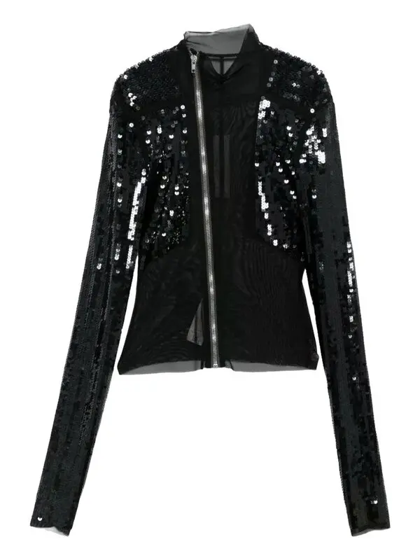Rick Owens Gary Sequin Mesh Jacket - Black