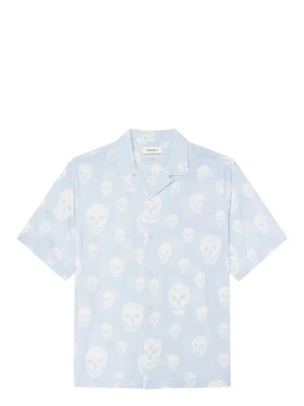 Alexander McQueen Printed Crepe De Chine Shirt Uk/us 15 - Blue