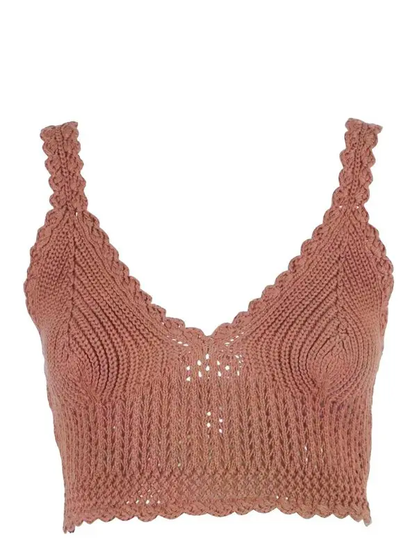Ermanno Scervino Crochet-knit Scalloped-edge Top - Brown