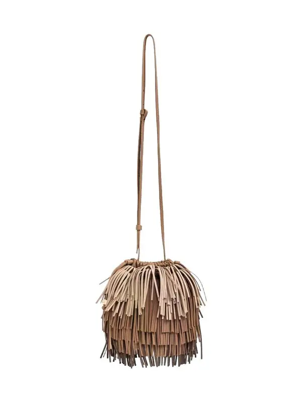Zimmermann Fringe-trimmed Leather Bucket Bag - Brown
