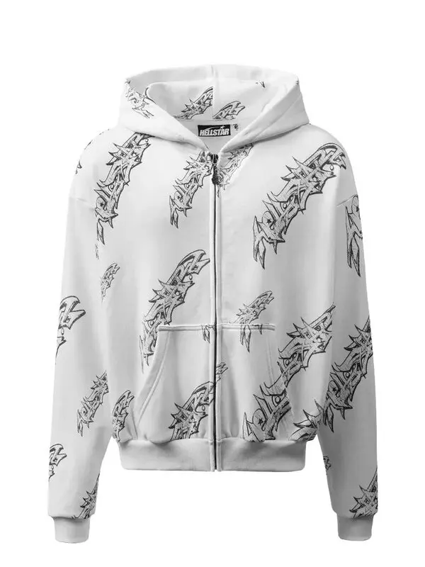 HELLSTAR Graffiti-print Zip-up Hoodie - White