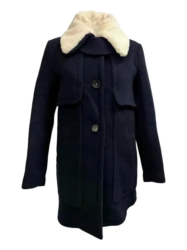 Claudie Pierlot Shearling Collar Coat - Blue