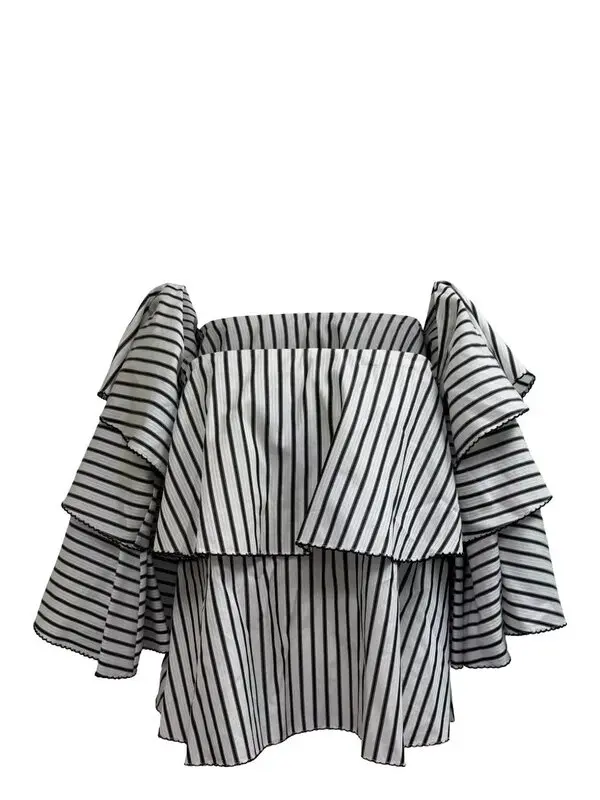 Caroline Constas Striped Off-shoulder Blouse - White