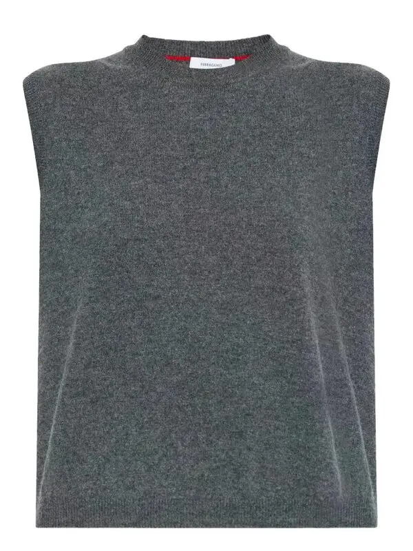 FERRAGAMO Knitted Sleeveless Vest - Grey