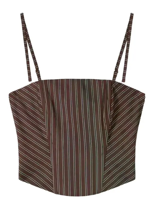 Patrizia Pepe Striped Corset Top - Brown