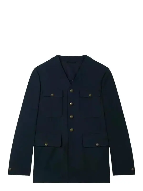 Kenzo Collarless V-neck Jacket - Blue