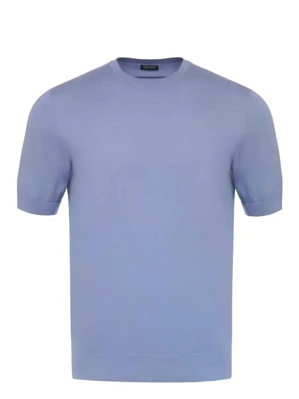 Zegna Short-sleeve Knitted Cotton T-shirt - Blue