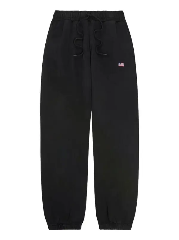 COLE BUXTON Flag-patch Drawstring Cotton Track Pants - Black