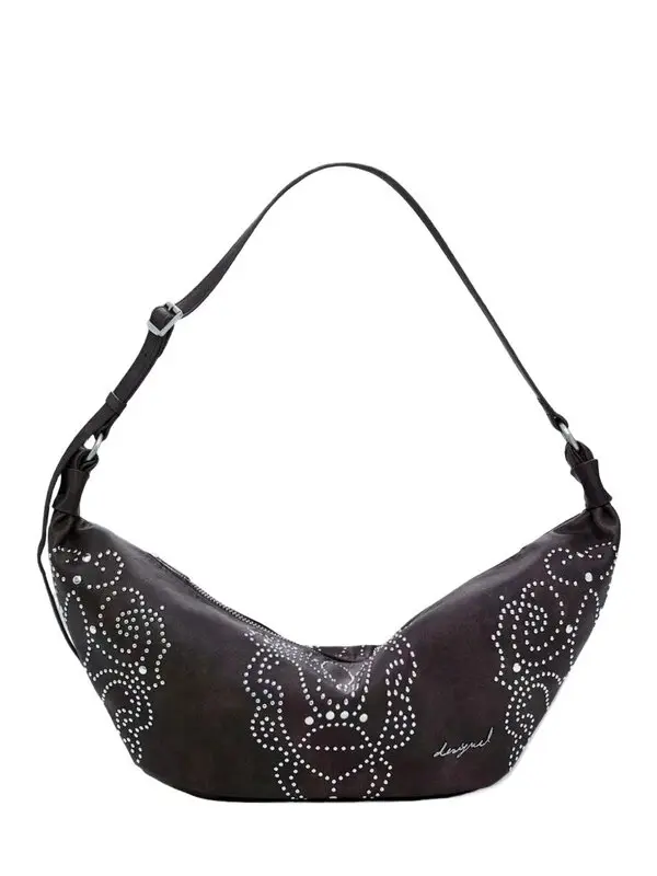 Desigual Studded-embellishment Floral-design Shoulder Bag - Brown
