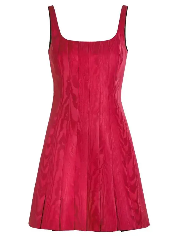EMILIA WICKSTEAD Sascha Moiré-effect Pleated Mini Dress - Red