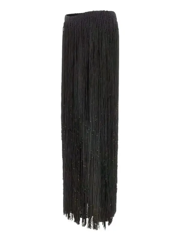BLESS Athos Bead-embellished Fringed Maxi Skirt - Black