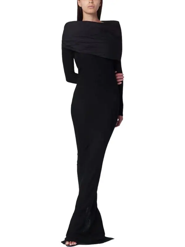 ENTIRE STUDIOS Cavalier Off-shoulder Long-sleeve Dress - Black