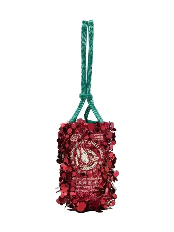 ANYA HINDMARCH Flying Goose Sequin-embellished Bucket Bag - Red