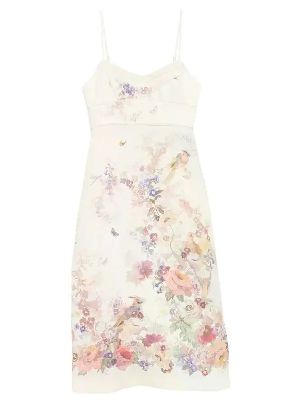 Zimmermann Floral Print Midi Dress - Neutrals