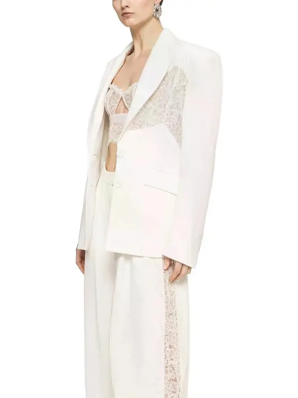 NISSA Lace-insert Blazer - White
