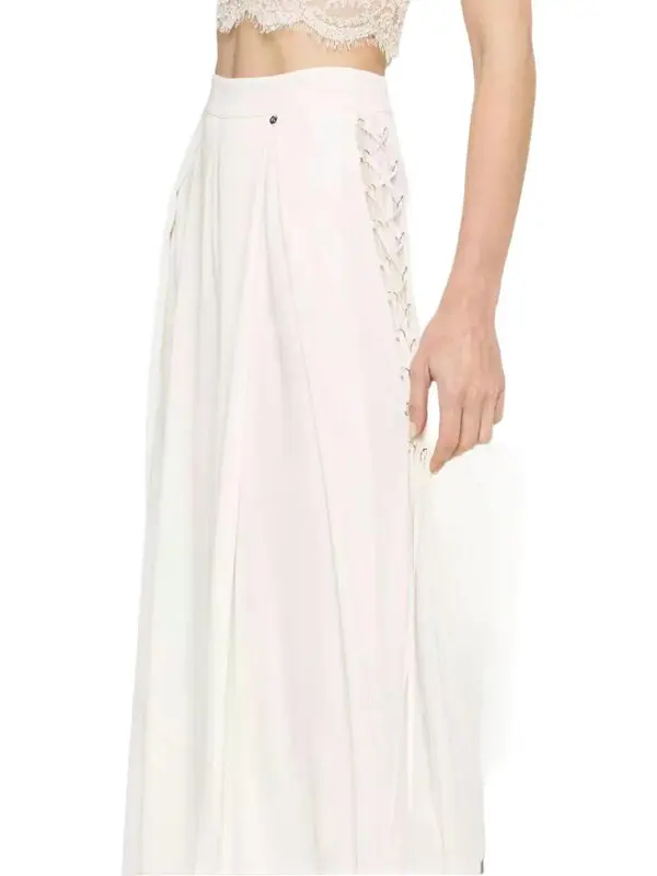 NISSA Lace-up Palazzo Trousers - White