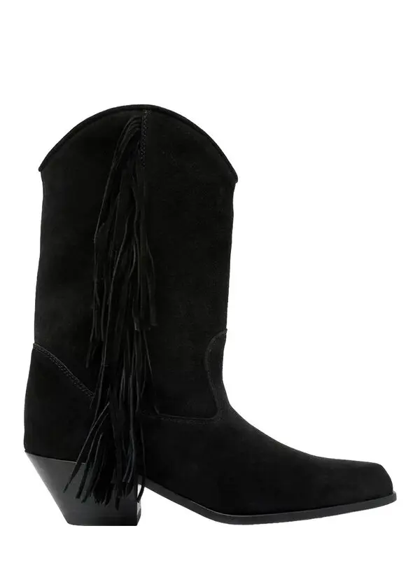 VIC MATIE Dallas Fringe-detail Suede Boots - Black