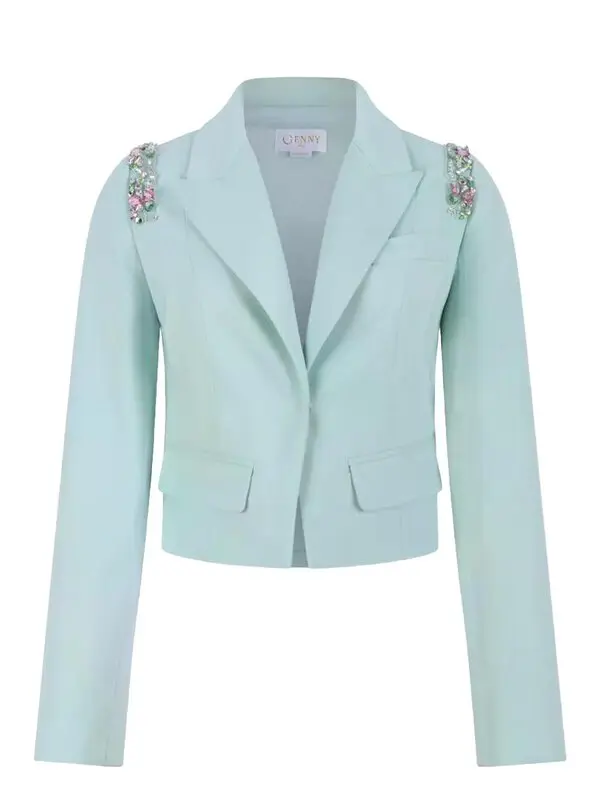 GENNY Crystal-embellished Cropped Jacket - Blue