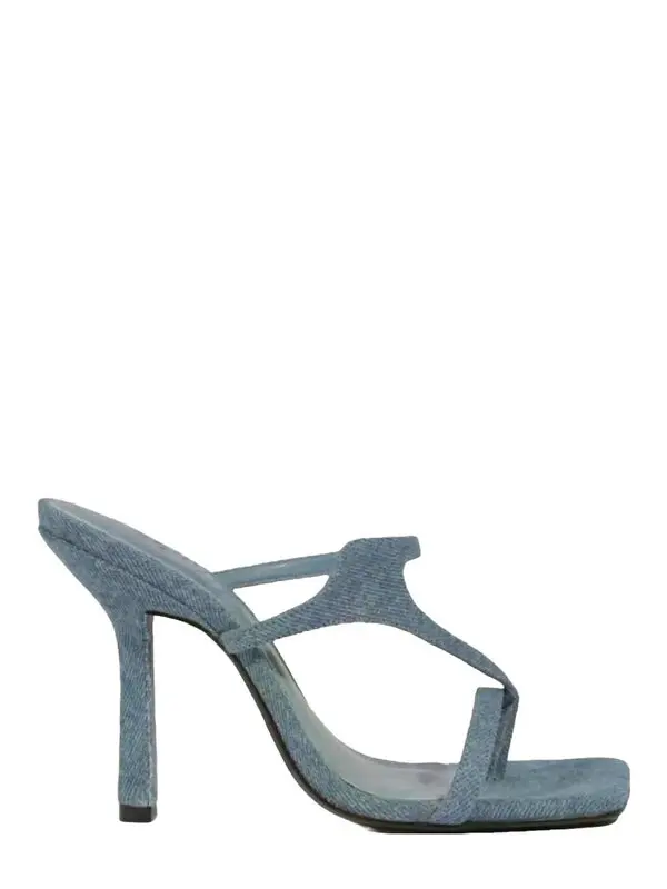 Schutz Floral-appliqué Denim Stiletto Sandals - Blue