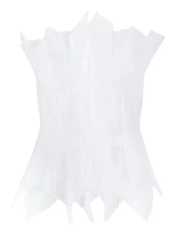 GENNY Plissé-effect Strapless Top - White