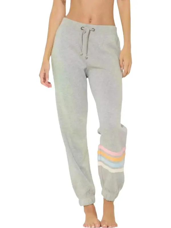 OCEAN DRIVE Stripe-detail Fleece Track Pants - Grey