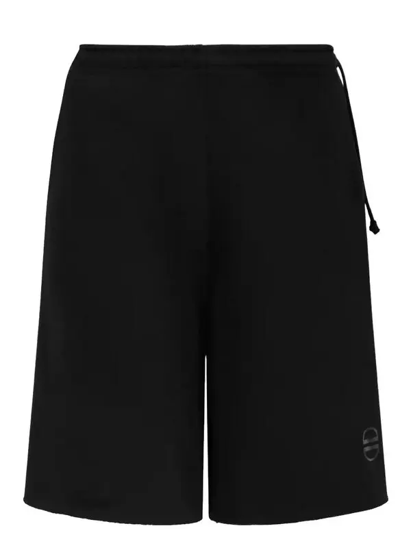 DOUUOD Logo-print Raw-edge Shorts - Black