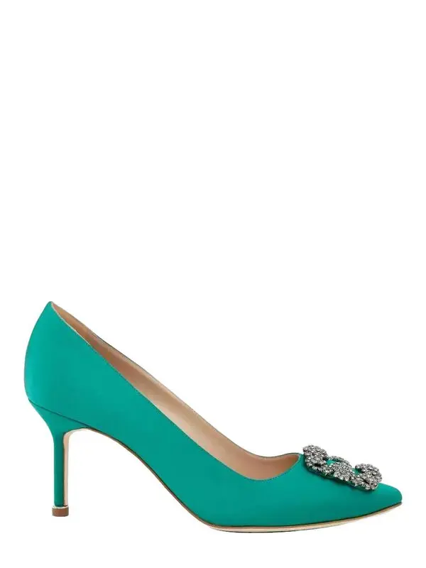 Manolo Blahnik Hangisi 70 Crystal-buckle Pumps - Green