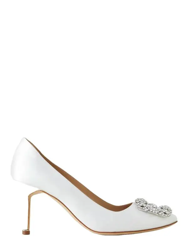 Manolo Blahnik Hangisi 70 Crystal-buckle Pumps - White