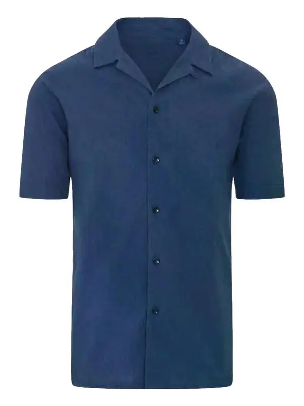 PATRICK ASSARAF Seersucker-textured Short-sleeve Shirt - Blue