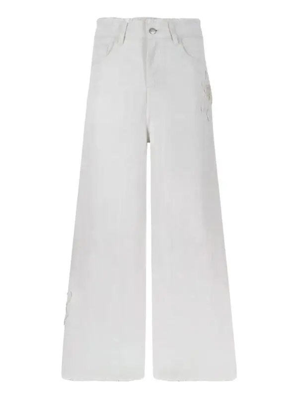 HUI MILANO Sequin-embellished Wide-leg Jeans - Neutrals