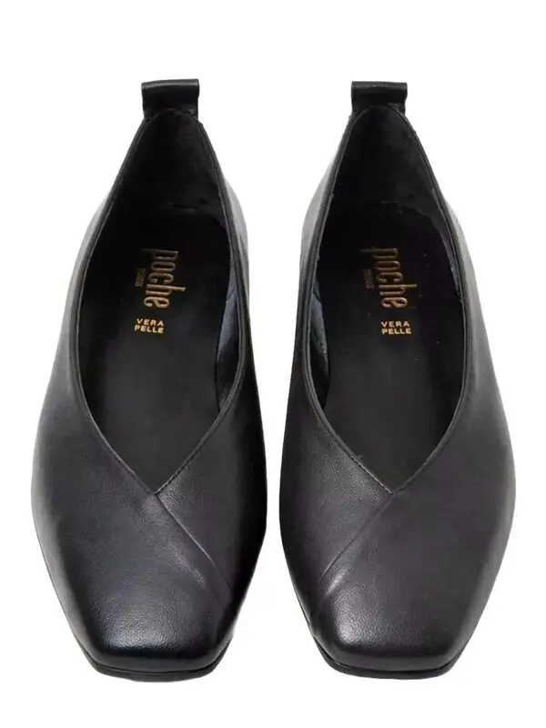 POCHE PARIS Square-toe Ballet Flats - Black