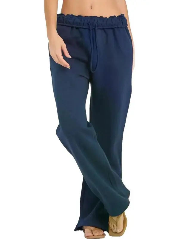 OCEAN DRIVE Fleece Drawstring Track Pants - Blue