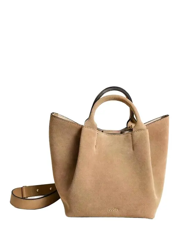 POCHE PARIS Suede Panelled Tote Bag - Neutrals