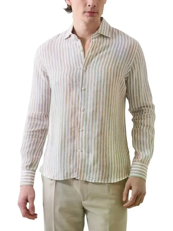 PATRICK ASSARAF Vertical-stripe Long-sleeve Shirt - Neutrals