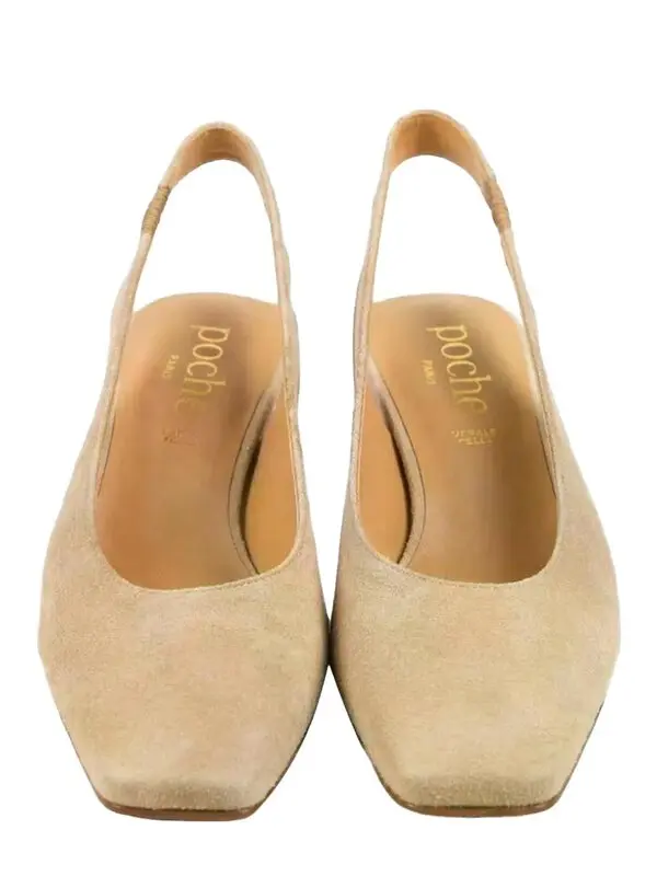 POCHE PARIS Square-toe Slingback Pumps - Neutrals