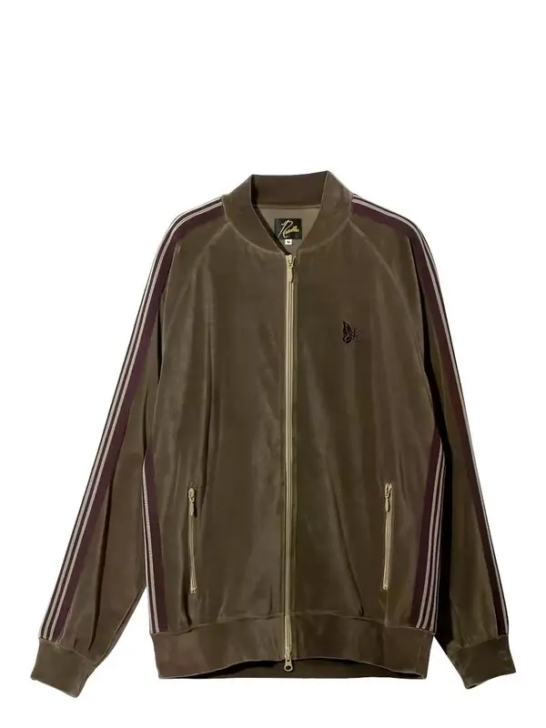 Needles Butterfly-embroidered Velour Track Jacket - Brown
