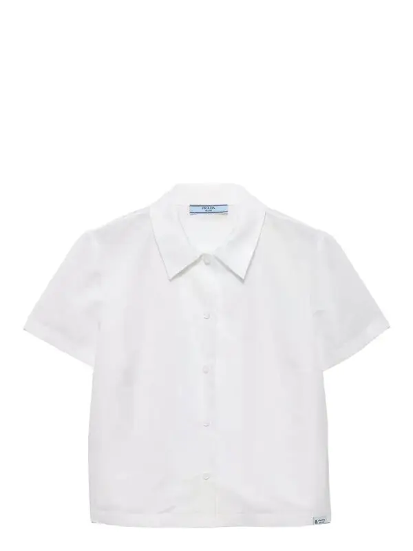 Prada Short-sleeved Linen Muslin Shirt - White